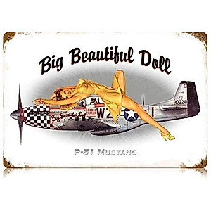 P-51 Pin Up - Pin-Up Girl Metal Vintage Tin Sign 8x12 inch Tin Sign