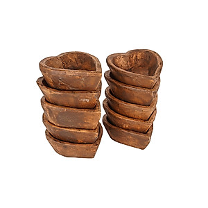 Mini Heart Wood Bowls Stained- Set of 10 -Heart Shaped Wood Bowl- Hand Carved Bowls (For Candles)