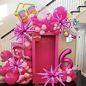 Cadeya 8 Pcs Star Balloons, Huge Hot Pink Explosion Star Aluminum Foil Balloons for Birthday, Baby Shower, Wedding, Bachelorette Party, Pink Party Decorations Supplie