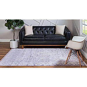 Unique Loom Traditional Classic Intricate Design Distressed Vintage Detail, Area Rug, 4 ft x 6 ft, Purple/Ivory