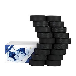 Golden Sport Ice Hockey Pucks, Official Regulation, for Practicing and Classic Training, Diameter 3", Thickness 1", 6oz, Black (18 PCS)