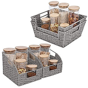 StorageWorks Rope Paper Pantry Baskets Set, Gray