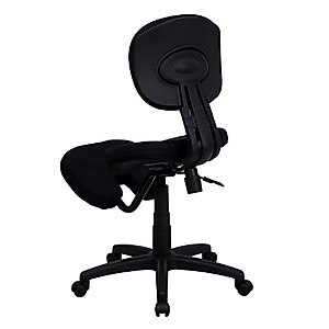 BizChair Mobile Ergonomic Kneeling Posture Task Office Chair in Black Fabric