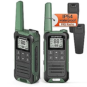 Baofeng Walkie Talkies with 22 FRS Channels Rechargeable Long Range Walkie Talkie IP54 Waterproof for Adult Two Way Radio with NOAA Weather Channel VOX Scan LCD Display LED Flashlight for Camping