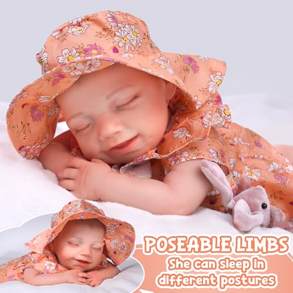 BABESIDE Lifelike Reborn Baby Dolls - 20-Inch Soft Full Vinyl Body Realistic-Newborn Sleeping Baby Girl Doll with Toy Accessories Gift Set for Kids Age 3+ & Collection