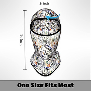 GCBalaclava Benjamins Face Mask UV Protection for Men Women Sun Hood Tactical Lightweight Ski Motorcycle Running Riding Black