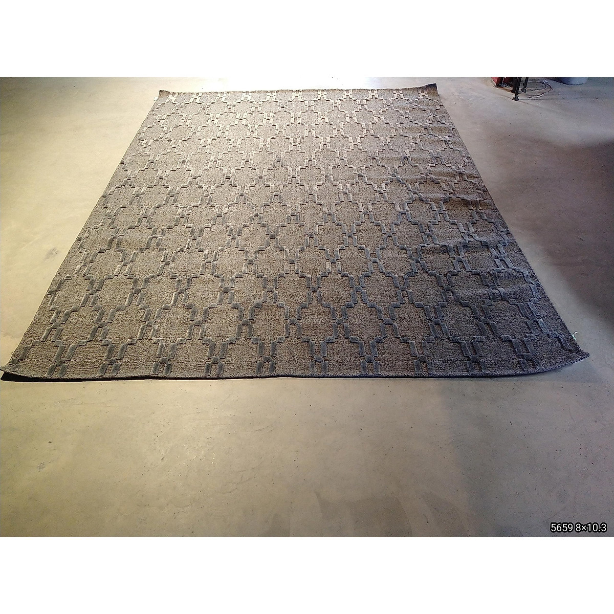 8' x 10' Gray Contemporary Rug Raised Wool and Silk Pile Handmade India #F-5659