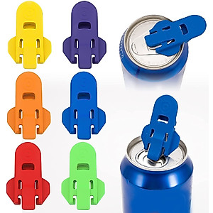 Assorted Soda Can Cover & Tab Opener Set (6 Pack) – Plastic Can Covers to Open & Keep Drinks Carbonated & Bug-Free