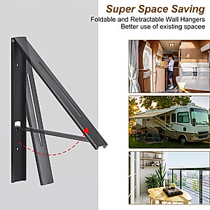 uxcell 2pcs Retractable Clothes Drying Rack, Wall Mounted Aluminum Folding Clothes Hanger for Drying Clothes Bathroom Bedroom Balcony and Laundry Room, Black