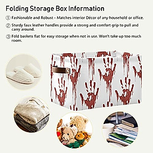 Halloween Scary Bloody Zombie Girl Square Storage Basket Storage Bins Canvas Storage Organizer Closet Shelf Organizer for Home Office, 1 Pc