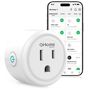 GHome Smart Smart Plug,15A Wi-Fi Plug Compatible with Alexa and Google Home, Mini Outlet Socket Remote Control with Schedule Timer Function, Only for 2.4GHz Network, No Hub Required (4 Pack)