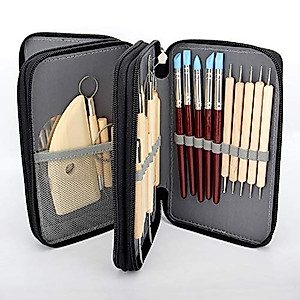 Blisstime Set of 42 Clay Sculpting Tool Wooden Handle Pottery Carving Tool Kit