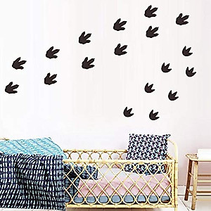 Bamsod Dinosaur Footprints Wall Stickers 32pcs Dinosaur Tracks Decals Dinosaur Decor Baby Nursery Decals Removable Peel and Stick Vinyl Decals