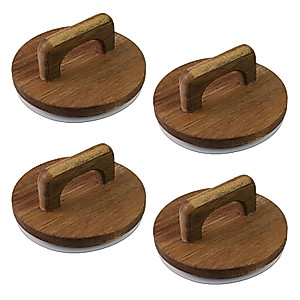 Antrader Wooden Storage Lids,4Pcs 102mm/4 inch Acacia Wooden Storage Canning Ball Jar Lids with Handlle,Wide Mouth Wooden Lids
