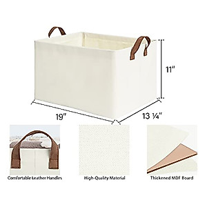 StorageWorks 45L Extra Large Fabric Storage Bins with PU Handles 2-pack, Underbed Storage Box, Under Bed Clothes Organize 2-pack