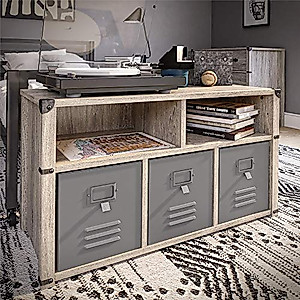 Little Seeds Nova Bedroom Grey Storage Bench, Gray Oak