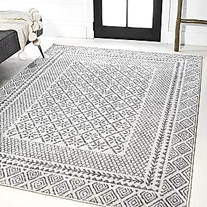 JONATHAN Y MOH107A-5 Athens Modern Geometric Boho Rug Indoor Area-Rug, Moroccan, Farmhouse, Southwestern Easy-Cleaning,Bedroom,Kitchen,Living Room,Non Shedding, Gray/Cream, 5 X 8