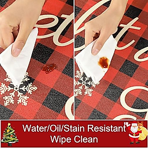Ileading Buffalo Plaid Merry Christmas Kitchen Mats Set of 2 Let It Snow Anti Fatigue Kitchen Mats for Floor Snowflake Winter Holiday Area Rug Cushioned Standing Desk Mat for Home Kitchen Floor