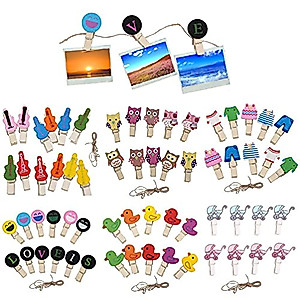 ARTIBETTER 10pcs Cartoon Wooden Clothespins with Jute Twine Cute Owl Shape Photo Holders Peg Pin Pictures Strings Clamp Album Postcard Note Paper Hanging Clips