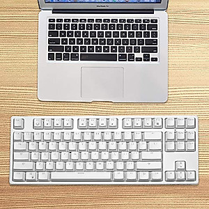 VELOCIFIRE Wireless Mechanical Keyboard, TKL02WS TKL 87 Key Ergonomic Linear Red Switches Mechanical Gaming Keyboard with White LED Backlit for Copywriters, Typists, and Programmers(White)