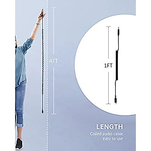 WKWZY USB-C to Aux-Cord,4FT Male to Male 3.5mm Audio-Jack Coiled-Cable with DAC Core 24bit/96khz,Type C Plug Adapter for Android Phones / Car Stereo / Portable Speaker