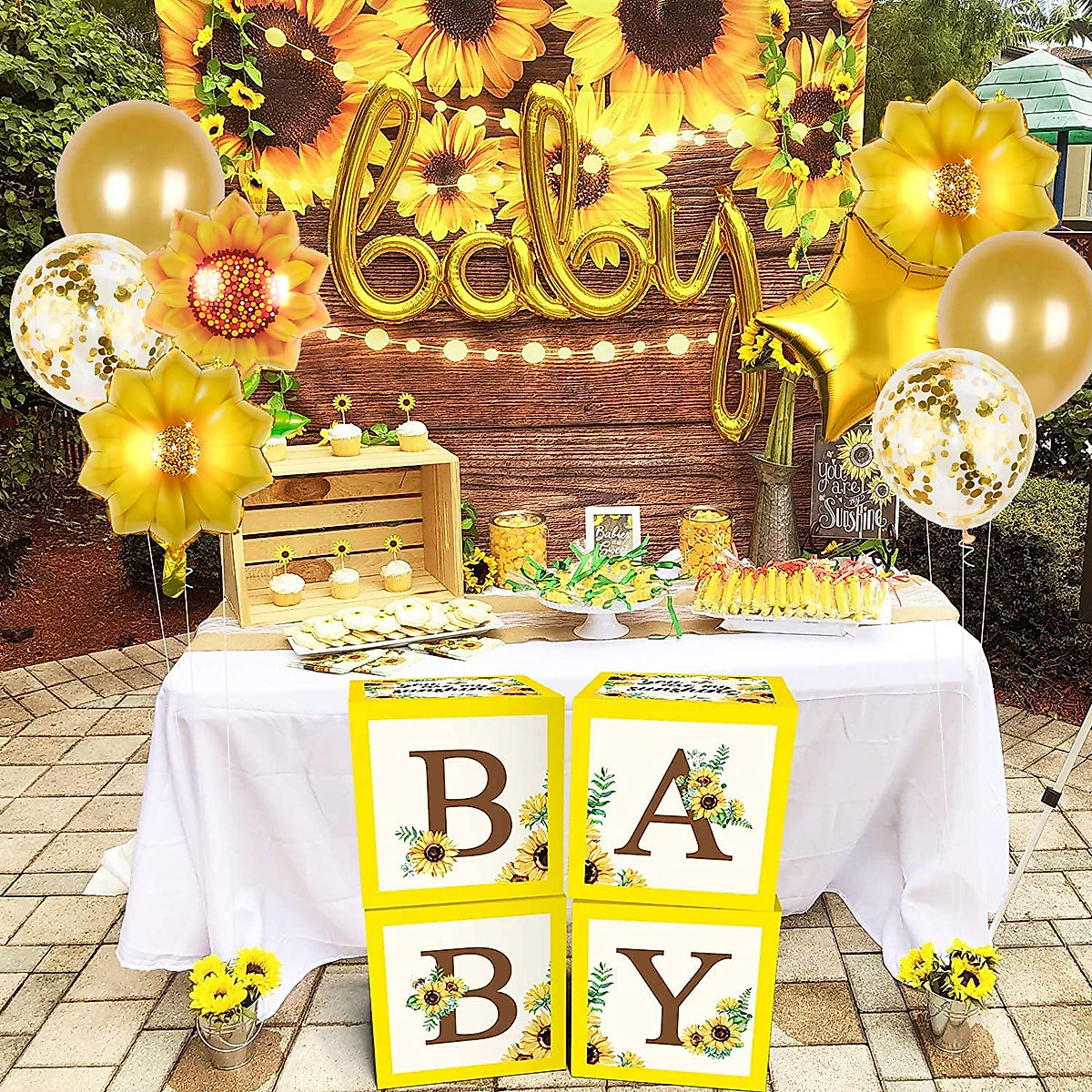 8PCS Sunflower Birthday Balloons Aluminum Foil Sunflower Shaped Mylar Balloons for Summer Sunshine, Birthday, Baby Shower, Wedding Party Decorations (Style 1)