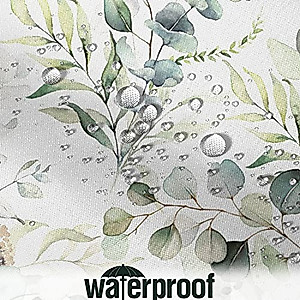 GCIREC Eucalyptus Leaf Shower Curtains, Sage Green Spring Botanical Watercolor Plants Bathroom Curtains Bathtub Home Decor Waterproof Fabric Machine Washable with 12 PCS Hooks