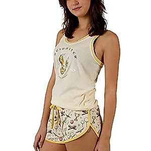 Harry Potter Quidditch The Golden Snitch Women's Racer Back Tank Top & Dolphin Lounge Shorts Sleepwear Set-XL