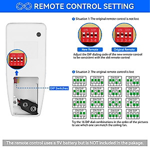 FAN-53T Ceiling Fan Remote Control Replacement for Hampton Bay Hunter Harbor Breeze Allen+Roth Replace 2AAZPFAN53T CHQ8BT7030T CHQ7030T UC7030T FAN53T FANHD L3HFAN35T (White 2 * 5 * 1INCH)