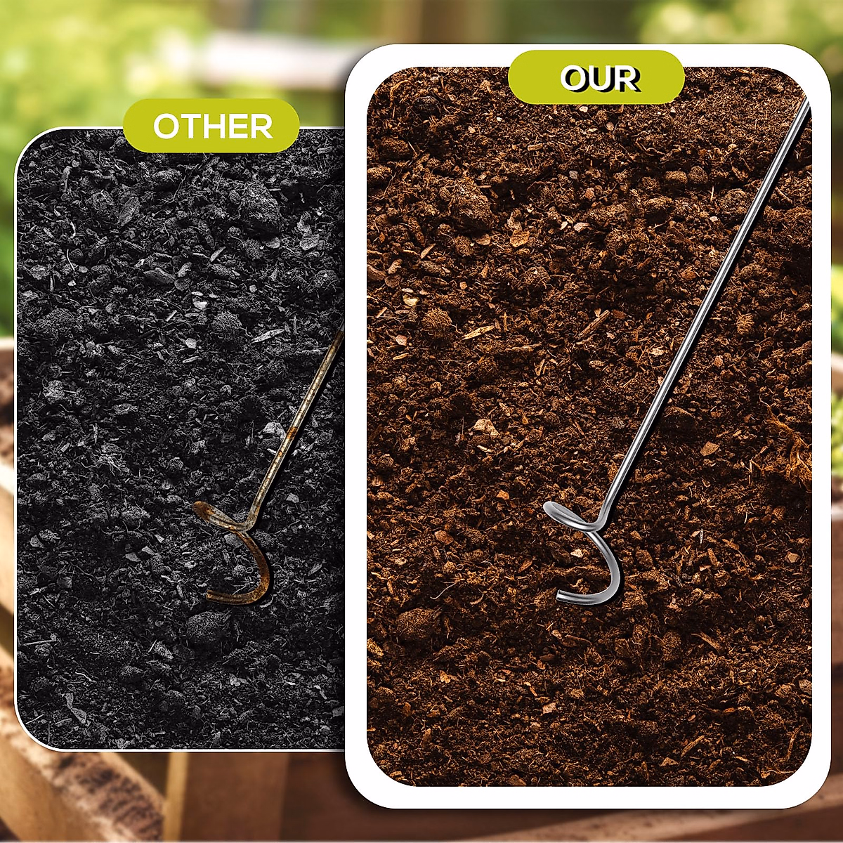 Gisafai Compost Aerator Compost Turner and Mixing Tool Compost Aerator Tool Stainless Steel Compost Aerator Tool Compost Aeration Tool for Outdoor Garden Lawn Composting