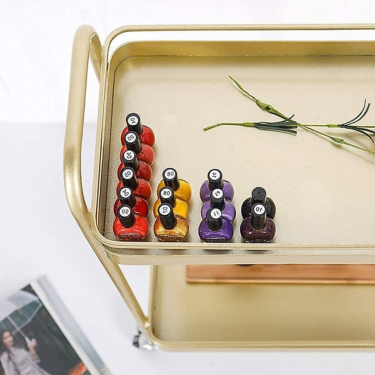 Utility Cart Lab Serving Cart, Medical Cart Iron Rolling Storage Cart, 2-Tier Shelf with Wheels,Beauty Salon Organizer ShelfNarrow Kitchen Trolley Supply Trolleys Rolling Cart