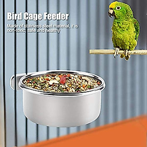Leftwei Bird Feeding Dish Cups,Bird Cage Feeder, Stainless Steel Parrot Bowl, Bird Feeders Bird Parrot Waterers Bowls Reliable Bird Cage Accessory(Large)