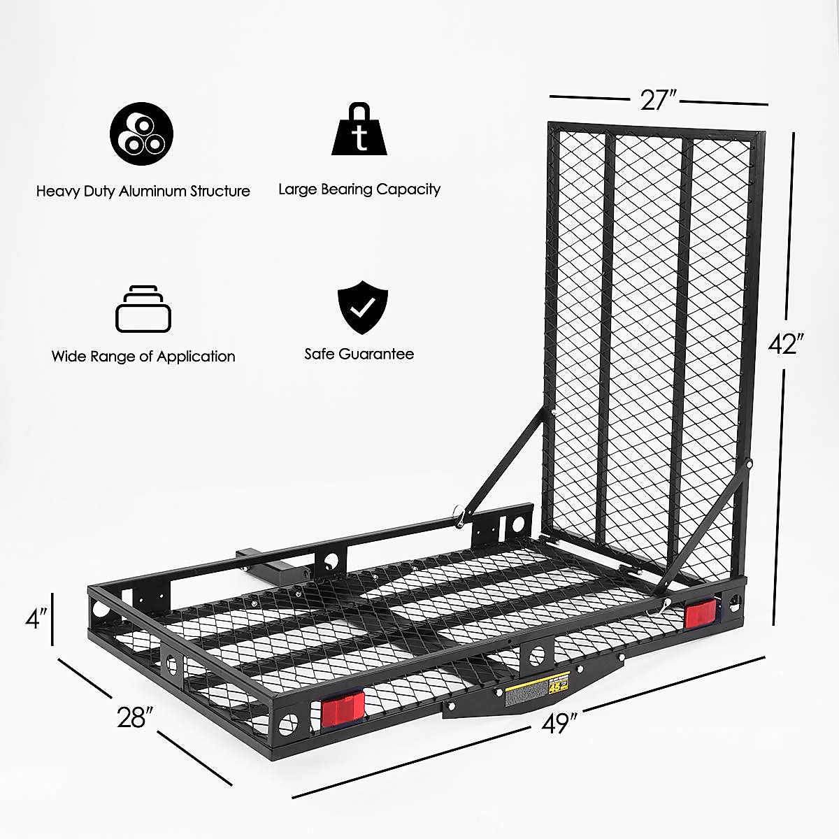 IRONMAX Hitch Cargo Carrier with Ramp, Heavy Duty Folding Mobility Scooter Wheelchair Hitch-Mounted Carrier for Car, Truck, SUV, RV, 500LBS Weight Capacity