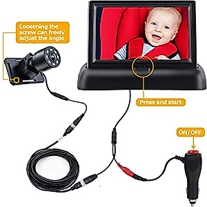 Itomoro Baby Car Mirror, View Infant in Rear Facing Seat with Wide Crystal Clear View,Camera aimed at baby-Easily to Observe The Baby's Every Move