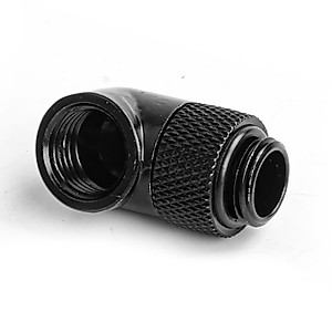 Dracaena 6 pack G1/4" thread Male to Female Extender Fitting, 90° Rotary Fitting Adapter Connector for Computer Water Cooling System, Black