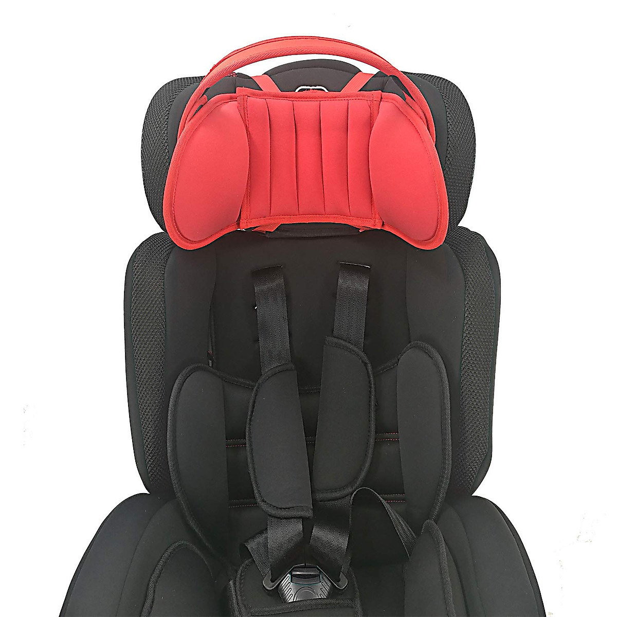 Adjustable Child Car Seat Head Support, Universal Suitable for Both Children and Adults, Head Protect Pad on Child Car Seat, Safety Car Sleeping Headrest for Child, Infants, Toddlers and Adults (Red)