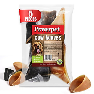 Powerpet 100% Natural Cow Hooves for Dogs – Durable Chews & Dental Treats for All Dog Breeds & Sizes, Helps Reduce Tartar & Boredom, Large Hoofs for Chewing, Supports Clean Teeth & Gums, 5 Pack