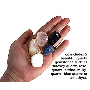 Quartz Gemstone Handmade Mini Zen Garden Healing Crystals Set - Zen Decor for Office or Home Relaxation and Stress Reduction Gifts Quartz Stone Desk Accessories