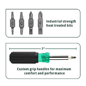 Bates- 11-in-1 Screwdriver/Nut Driver, Multi-Bit Screwdriver, Multi Screwdriver, 11 in 1 Screwdriver, Screw Driver, Multibit Screwdriver, All in One Screwdriver, Multitool Screwdriver