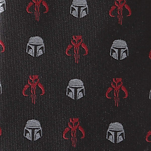 Cufflinks Inc. Star Wars Mando Black Red Men's Tie The Mandalorian Official Merch