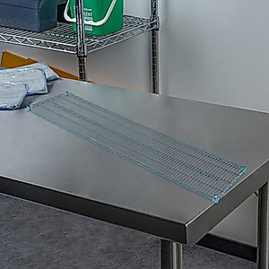 Restaurantware - Shelves ONLY: RW Base 18 x 72 x 1.5 Inch Epoxy Shelves, 4 NSF Certified Wire Shelves - Shelving Posts Sold Separately, with 32 Split Sleeves, Green Steel Shelves, Does Not Corrode