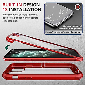 UBUNU for iPhone 14 Case with Screen Protector Built in Tempered Glass Upgraded Dual Layer 360 Full Body Protective Clear Phone Case for iPhone 14 6.1 inch for Men Women - Red