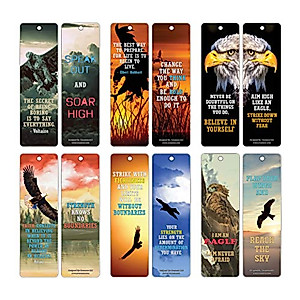 Creanoso Powerful Sayings Quotes Strong Character Eagle Bookmark Gifts (60-Pack) – Six Assorted Quality Bookmarks Bulk Set – Premium Gift for Men, Women, Adult, Seniors