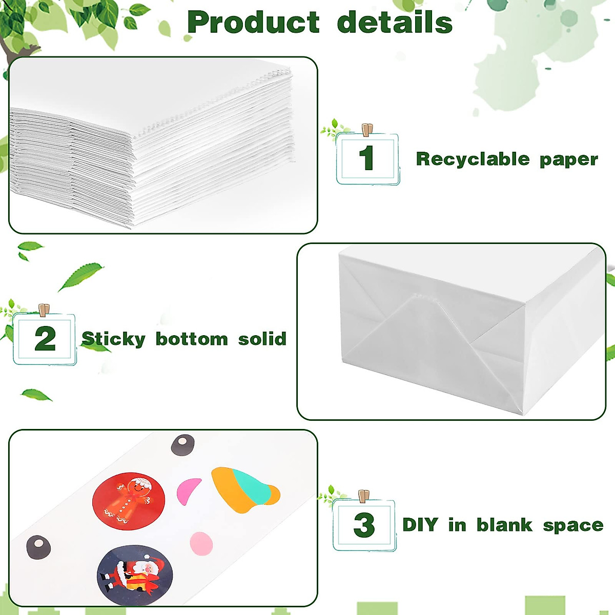 200 Pcs Mini Paper Bags, 1 LB Small Paper Treat Bags Kraft Lunch Bags for Christmas Wedding Favor Grocery Candy Cookie Sandwich Popcorn Bread Snack(White)