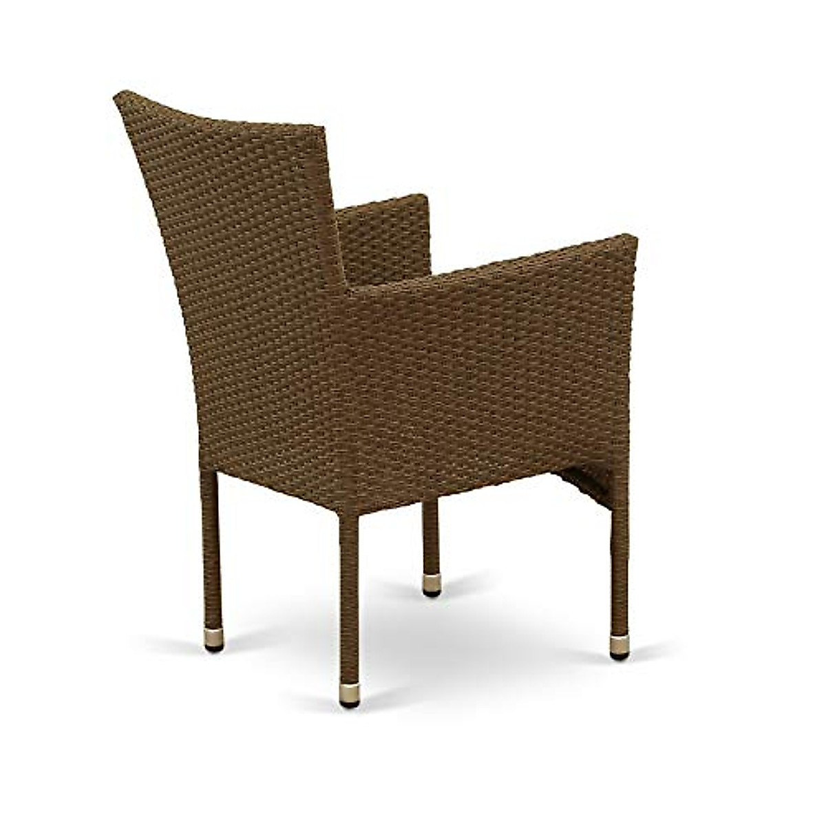 East West Furniture Oslo 7 Piece Outdoor Wicker Patio Furniture Sets Consist of a Rectangle Bistro Table with Glass Top and 6 Balcony Armchair with Cushion, 36x60 Inch, Brown