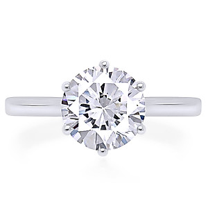 SAVEARTH DIAMONDS 1 1/5 Cttw 7MM Round Cut Lab Created Moissanite Diamond Solitaire Style Engagement Ring For Women In 10K Solid White Gold (VVS1 Clarity, 1.20 Cttw) Ring Size-6