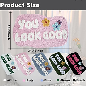 You Look Good Bath Mat Pink Bathroom Rugs Cute Funny Bathroom Decor Door Mat Microfiber Shower Bathtub Mat Non-Slip Washable Mat (31.49"x19.68", Pink)