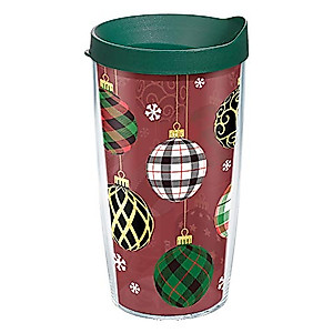 Tervis Made in USA Double Walled Christmas Holiday Ornaments Insulated Tumbler Cup Keeps Drinks Cold & Hot, 16oz, Clear