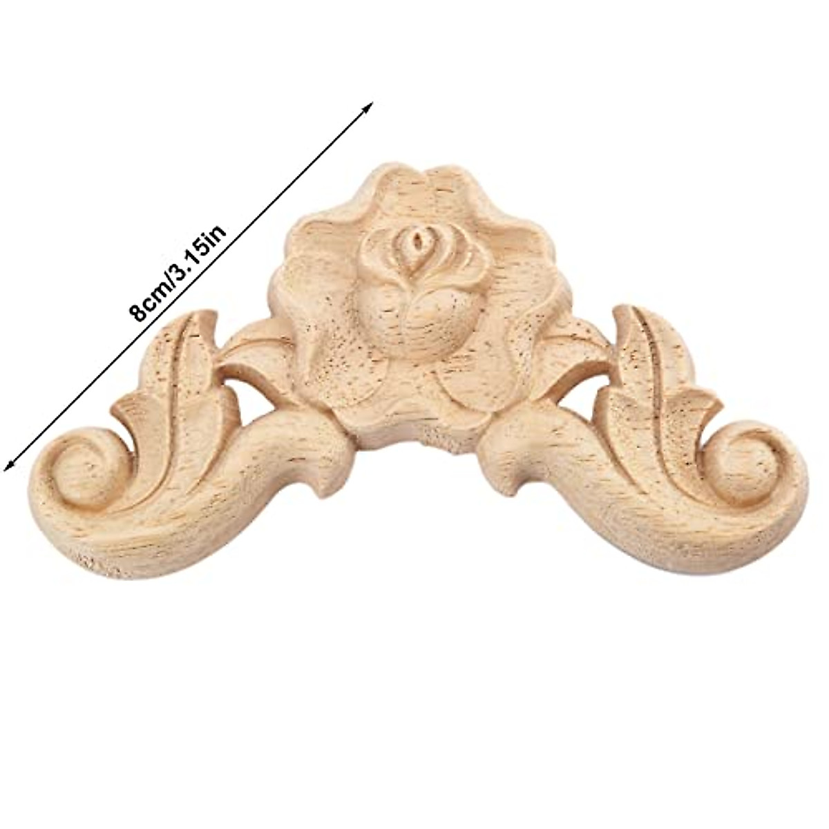 MUXSAM Wooden Carved Rose Appliques Onlays, 4-Pack Unpainted Rose Carvings Decals for Cabinet Drawer Wall Headboard Dresser Mirror Pew Cupboard etc Furniture Decoration(8x8cm/3.15"x3.15")