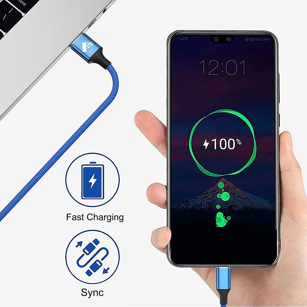 USB C Cable, 2Pack 6ft Fast Charging Nylon Braided Charger Cord Compatible with Samsung Galaxy S20 S10 S10E S9 S8 Plus, Note 20 10 10+ 9 8